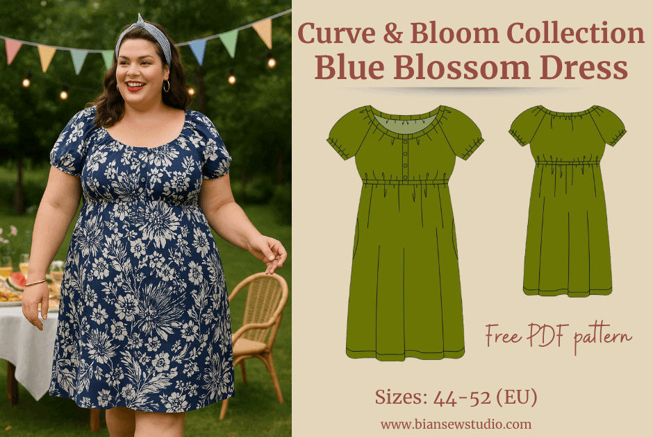 Blue Blossom Dress – Free Plus Size Summer Dress Pattern