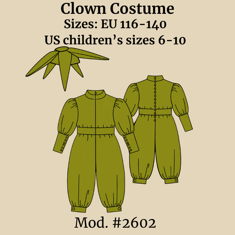 Premium Clown Costume Sewing Pattern for Kids