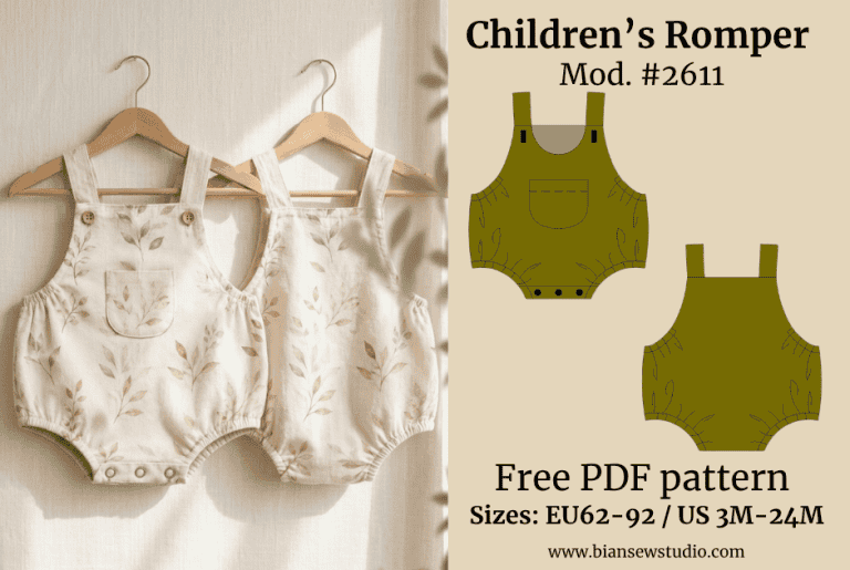 Free Baby Romper Sewing Pattern (3M–24M) | PDF + Premium Version